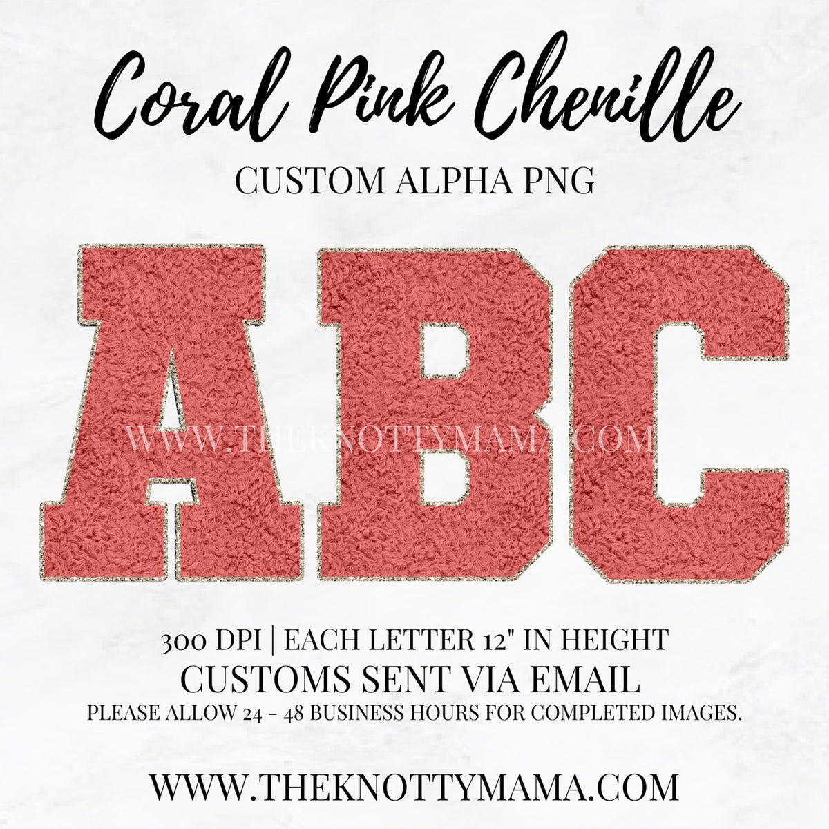 Chenille Coral Pink Custom PNG – The Knotty Mama