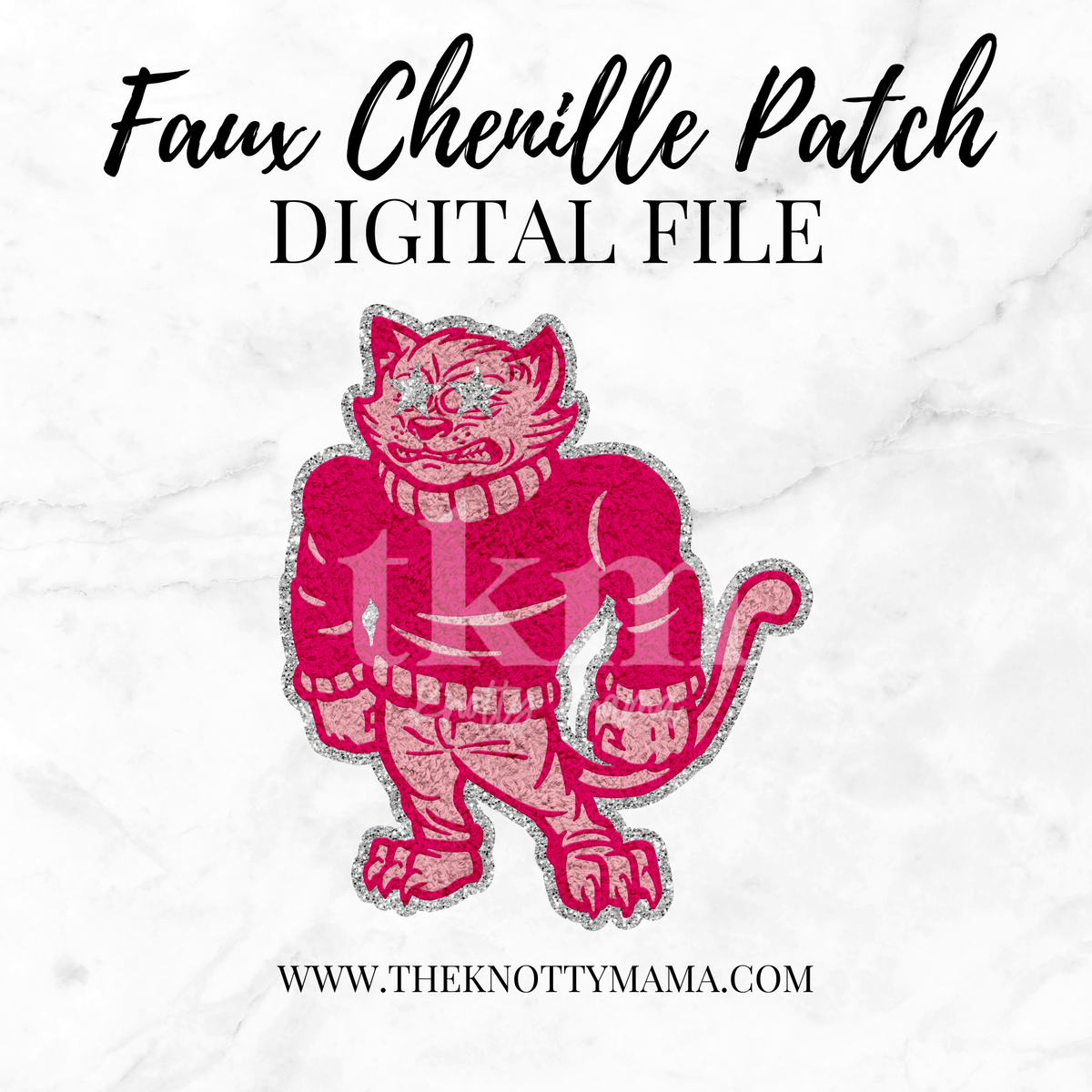 Pink Faux Chenille Bobcat/Wildcat Sweater Mascot PNG – The Knotty Mama