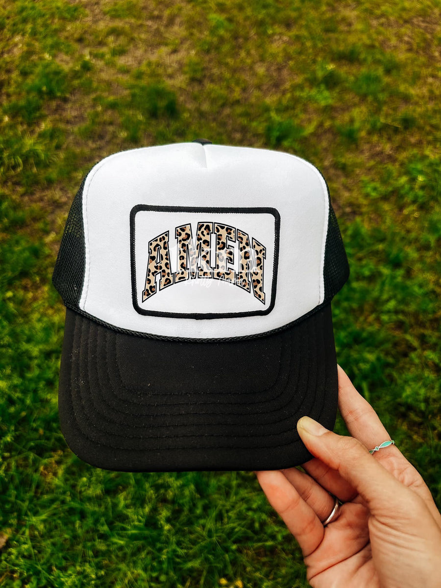 Leopard Amen Trucker Hat – The Knotty Mama