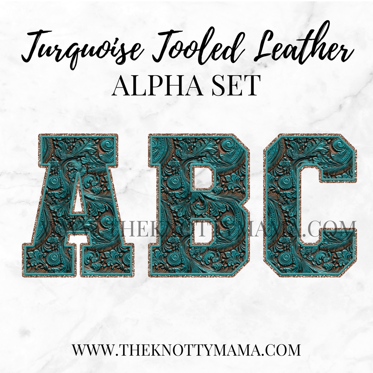 Turquoise Tooled Leather Alpha Set PNG – The Knotty Mama