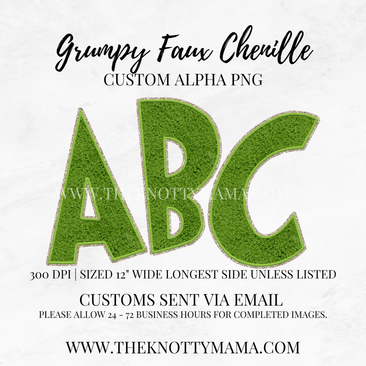 Grumpy Faux Chenille Custom PNG (OVERLAPPING FONT LETTERS) – The Knotty ...
