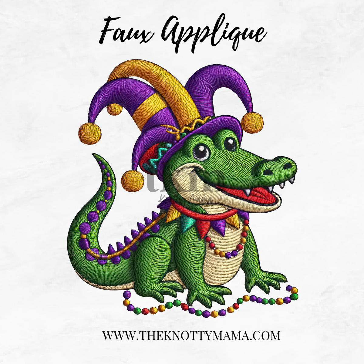 Faux Embroidered Jester Alligator PNG – The Knotty Mama