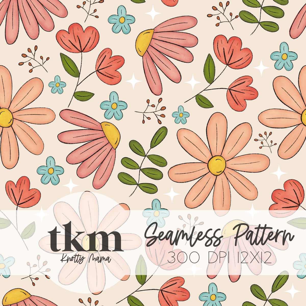 Peachy Spring Florals Seamless Pattern EXCLUSIVE – The Knotty Mama